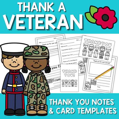 Veterans Day Card and Letter Template Worksheets | Thank a Veteran Activity