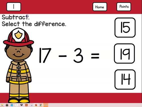 Subtracting Within 20 Fire Safety theme for Google Classroom™ | TPT