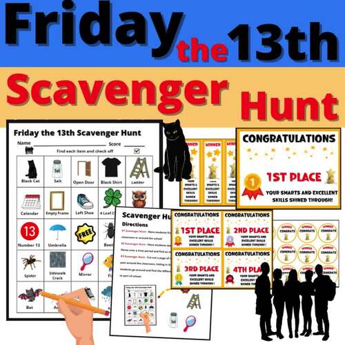 Friday the 13th Scavenger Hunt Game Activity Group Activities No Prep