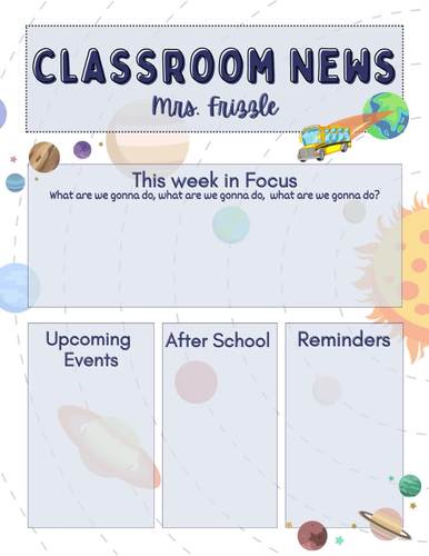 Teacher Newsletter Form | Classroom News | EDITABLE | Magic School Bus ...