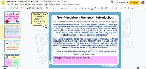 Non-Mendelian Inheritance Digital INB - Google Slides Activities and Quiz