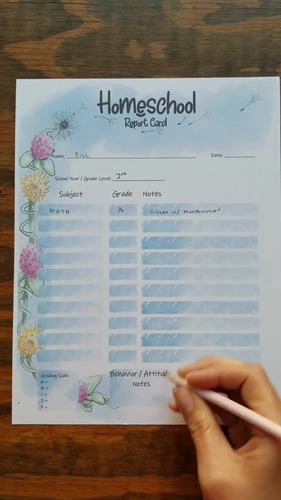 Homeschool Report Card Flower Themed by Sunshine and Clover 123 | TPT