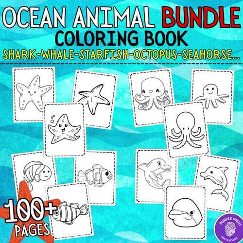 Ocean Animals Coloring Book and Coloring Worksheets, Ocean Animal Unit ...