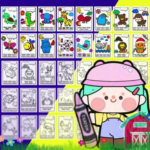 Animal Coloring by Numbers 1-10 And Tracing Letters Practice Worksheets