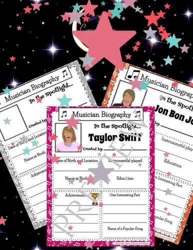 45 Great Musicians Biography Research Project Activities Templates Part 1