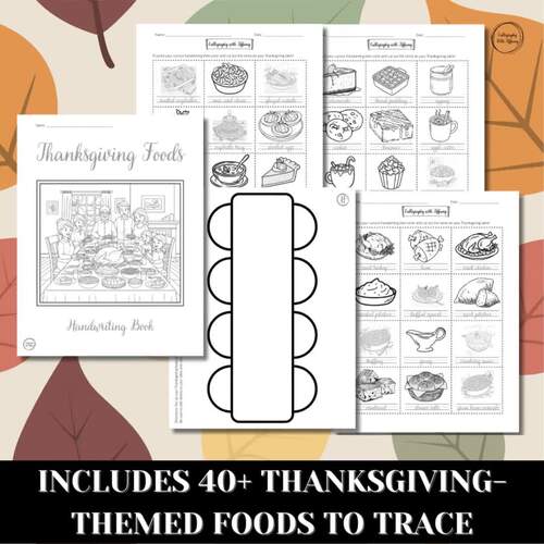 Thanksgiving Holiday Foods Cursive Handwriting Activities and Writing ...