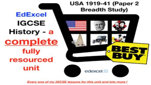 EdExcel IGCSE History USA 1917-41 - Full Unit Paper 2 Breadth Study Bundle