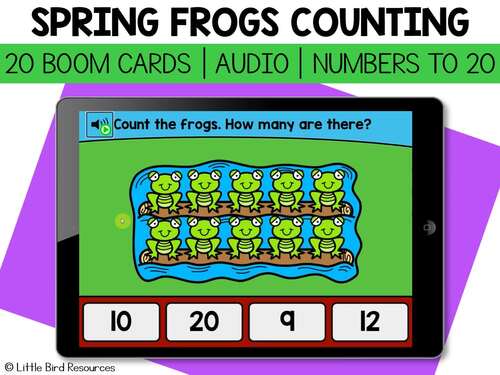 Spring Frog Count and Match Numbers 1-20 Boom Cards Counting Objects ...