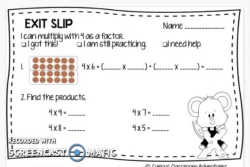 3rd Grade Math Exit Tickets - Multiplication Properties ...