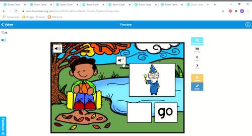 BOOM CARDS de otoño:leer escribir SÍLABAS INICIALES -Fall Distance Learning