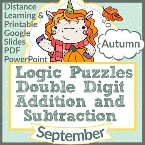 Fall Math Activity , Logic Puzzles Double Digit Addition & Subtraction ...