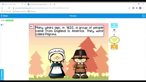 BOOM CARDS THANKSGIVING STORY:Reading&comprehension activities-Distance ...