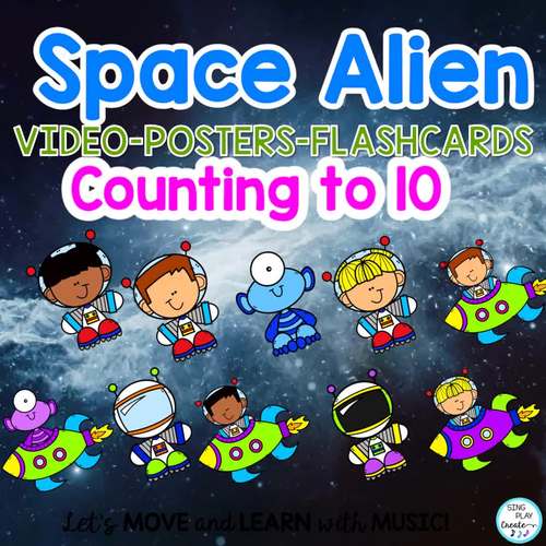 Math Counting 1 to 10 Activities: Space Alien with Video, Posters, Cards