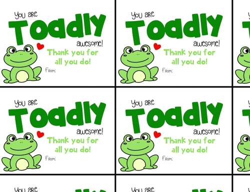Toad-Themed Teacher (Staff) Appreciation Gift Tag- You're Toadly awesome!