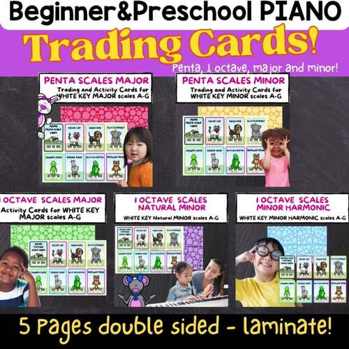 HUGE BUNDLE Piano Pentascales 1 octave Scales Activity Cards! Major Minor