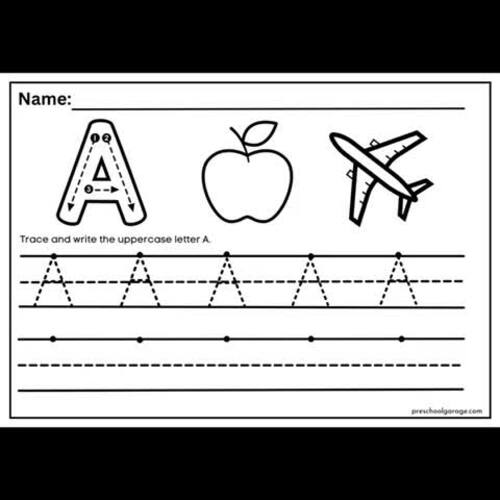 Uppercase, Lowercase and Number Tracing Worksheets by Preschool Garage