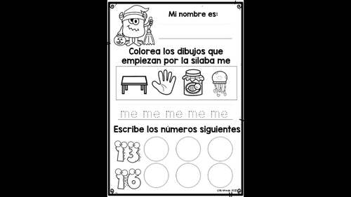 Tarea Halloween | Trabajo de la mañana | Morning Work & Homework Spanish