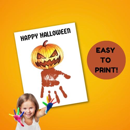 Halloween Pumpkin Handprint Craft | Halloween Craft | Halloween Activities