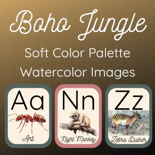 Boho Jungle Alphabet Posters A-Z | Watercolor Jungle Classroom Decor ...