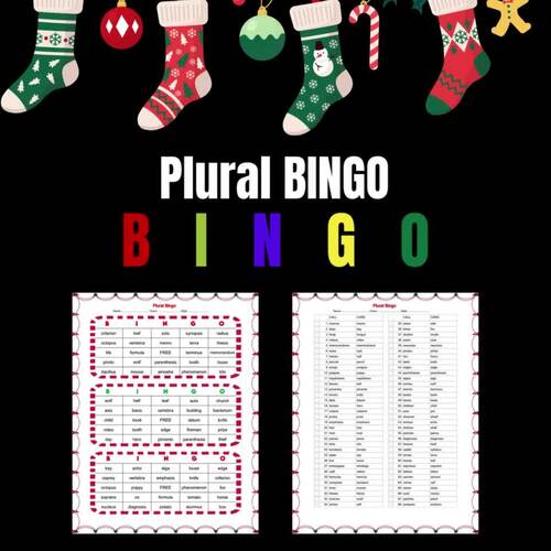 Christmas Plural Nouns Bingo | Holiday Grammar Game | ELA Vocabulary ...