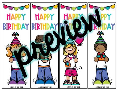 Birthday Bookmarks Editable Student Gift for Birthday Bag | TPT