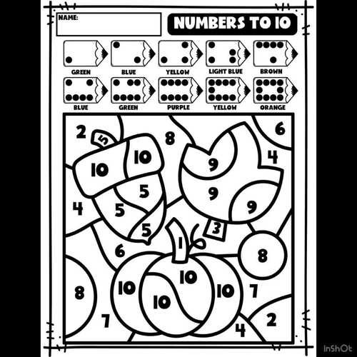 K–1 Color by Skill: Subitizing Numbers to 10 Worksheets – Apple Theme