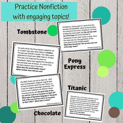 Nonfiction Test Prep, Text Evidence, Inferences, Main Idea & Details ...