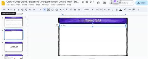 Grade 7 Equations & Inequalities NEW Ontario Math Digital Google Slides