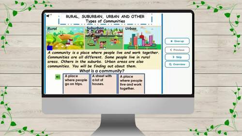 Rural, Suburban, and Urban Communities (Boom Cards with Audio) | TPT