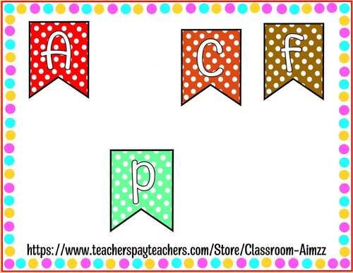 Printable Bulletin Board Bunting Banners, Polka Dots Alphabets Bunting ...