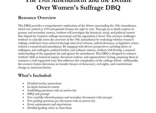 No Prep The 19th Amendment DBQ by PBL History & Civics | TPT