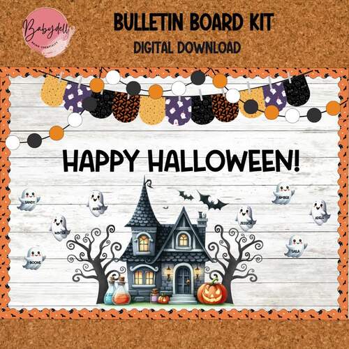 Editable Halloween Spooky House Bulletin Board Kit | Classroom Decor