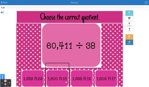 6th Grade Divide Large Numbers with Remainders | 6.NS.B2 | BOOM Cards