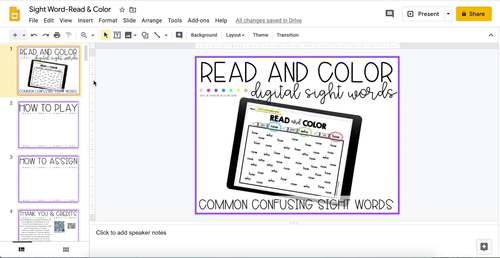 Sight Words Read and Color | Distance Learning by Sparkling in Second Grade