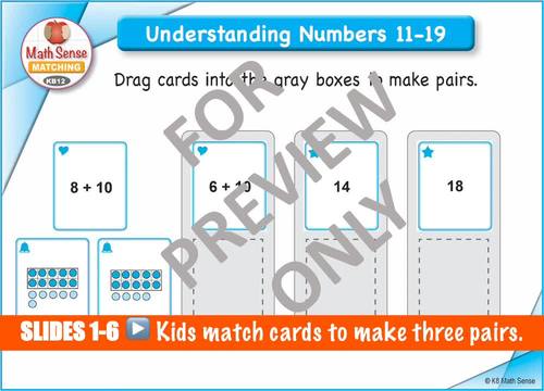 Teen Numbers 11-19 DIGITAL MATCHING for K-1st: 20 PPT / Google Slides KB12