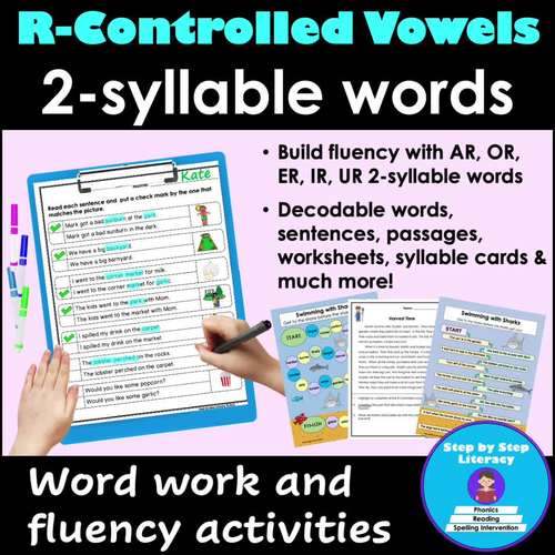 R Controlled Vowels Bossy R Worksheets & Activities 2 syllable Orton ...