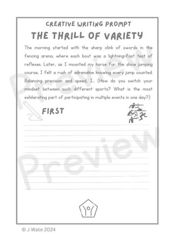 Pentathlon Quests Creative Writing Prompts & Worksheets Pack | TPT