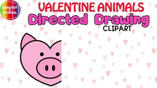 Heart Animals Directed Drawing Clipart | Valentines Day Clipart | TPT