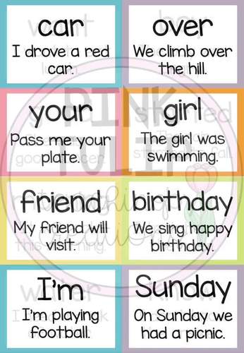 Sight Word Cards 101-200 High Frequency Words With Sentences | TpT