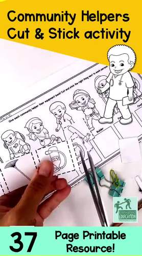 Morning work community workers thematic unit worksheets - stick n write