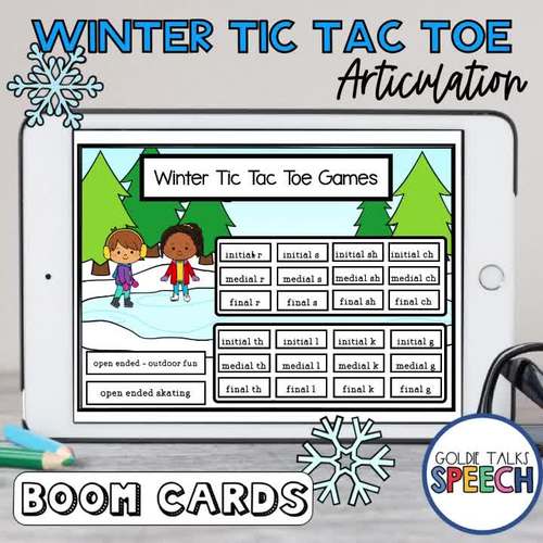 Winter Tic Tac Toe Boom Cards | Speech Therapy Articulation | TPT