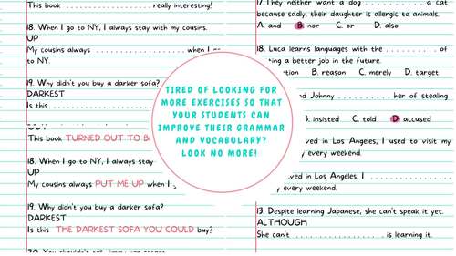 DAILY GRAMMAR WORKSHEETS PRACTICE B2 FIRST FCE C1 ADVANCED CAE | TPT