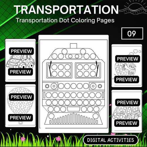 Transportation Dot Coloring Pages by Outside Box kids | TPT