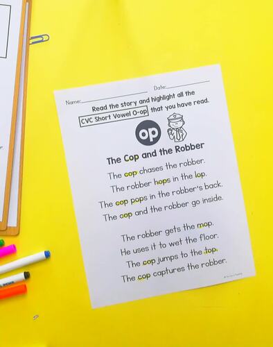 CVC Short Vowel O Reading Comprehension Passage by The Joy in Teaching