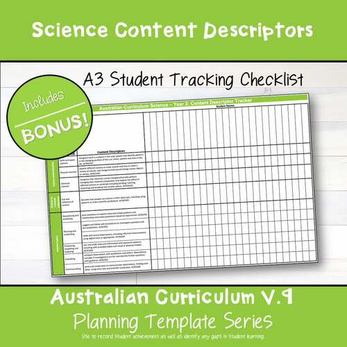 V9 Australian Curriculum SCIENCE Content Descriptor Overviews - Year 2