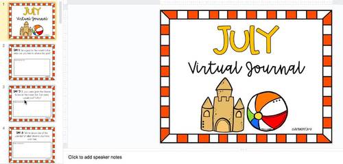 July Virtual Writing Journal | Interactive Google Slides | Digital Resource