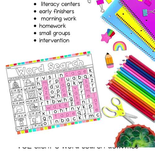 Magic e Word Search Puzzles Silent e Phonics Practice by I Love 1st Grade