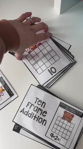 Valentine's Teen Numbers & Ten Frame Addition | Valentine's Task Cards