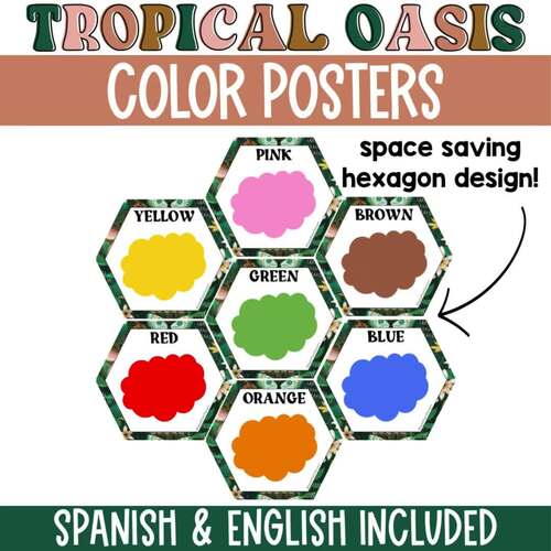 English and Spanish Color Posters / Colores Españoles / Tropical ...