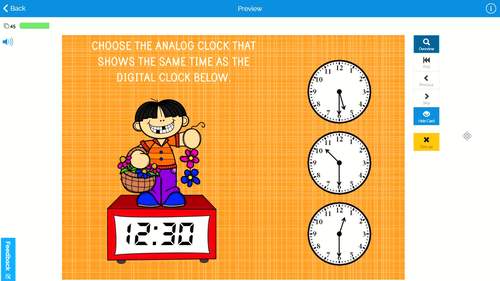 Telling Time to the Quarter Hour- Summer Kids Boom Cards by Bakely's ...